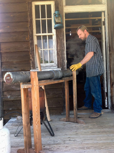 On a steamy hot Texas day...steam bending Chair Legs - Heritage School ...
